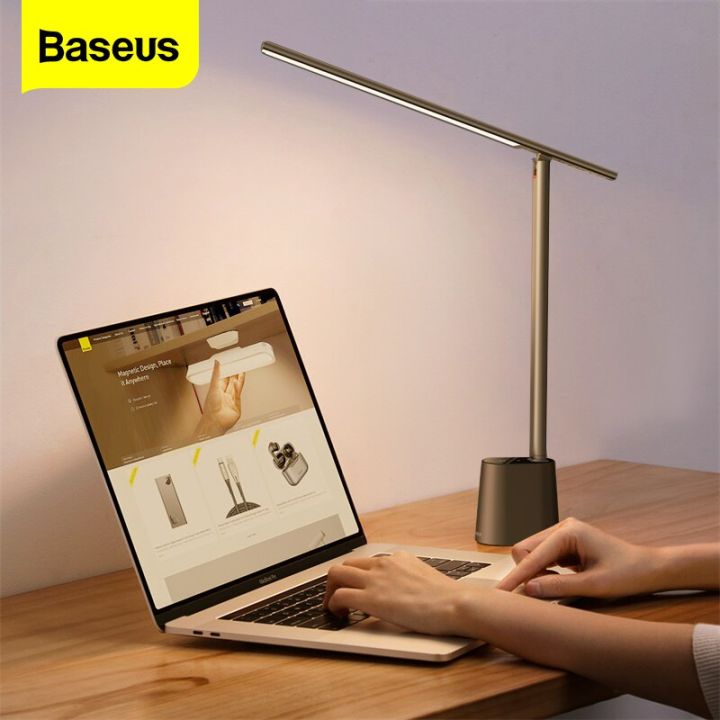[รับประกัน 1ปี] Baseus LED โคมไฟตั้งโต๊ะ อ่านหนังสือ ปรับความสว่าง ...