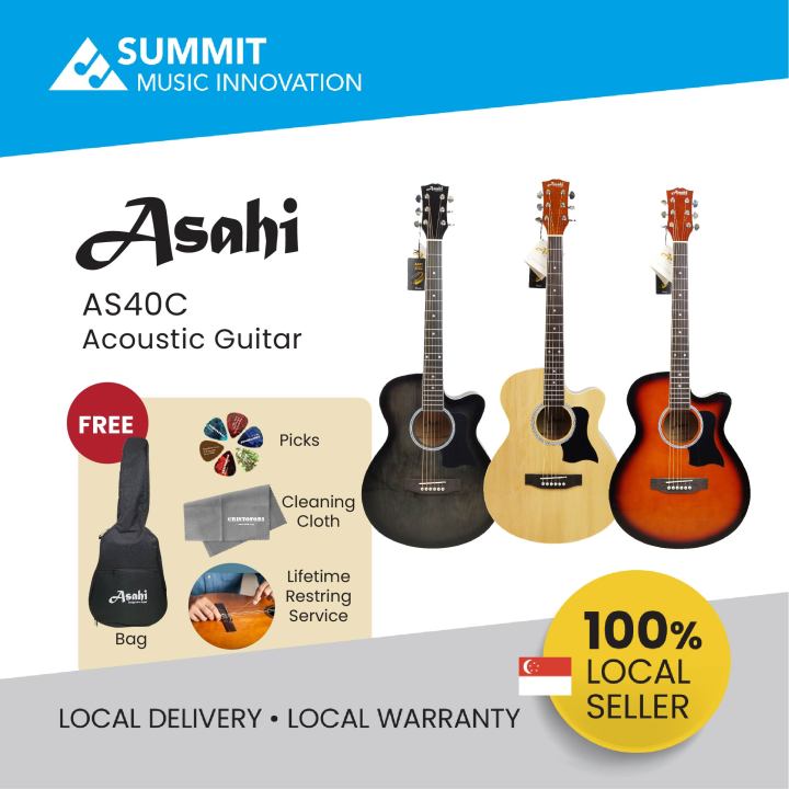 🎸Asahi AS40C Acoustic Guitar 40" - Designed in Japan with Guitar Bags ...