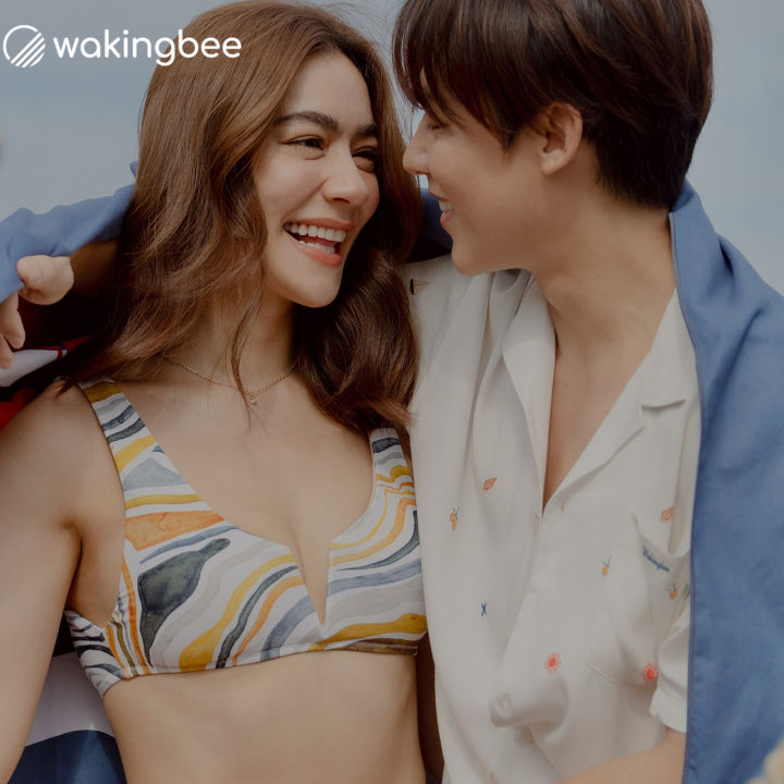 Wakingbee by Mark Kim Veranda Bra Prints (Marble) บราว่ายน้ำ ดีไซน์คอวี ทรงสวย เสริมหุ่น ผ้ากัน ...