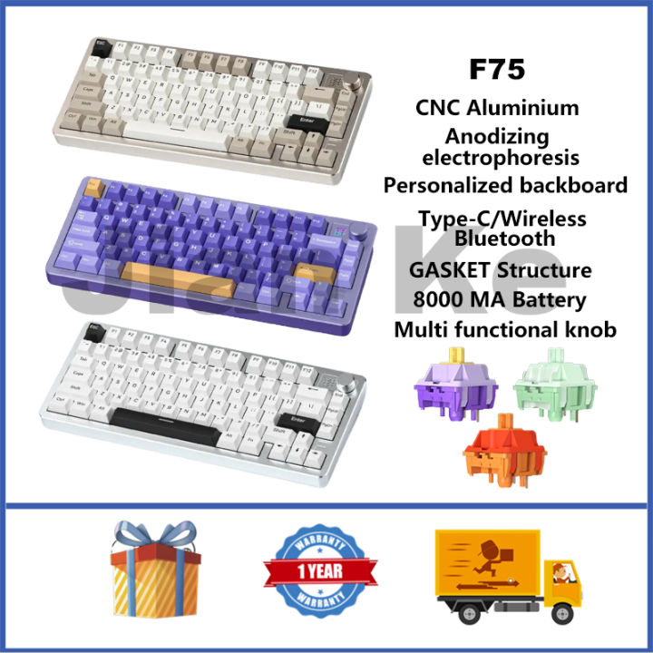 FURYCUBE F75 Aluminum Wireless Mechanical Keyboard 75% Hot swappable RGB GASKET Custom Gaming ...