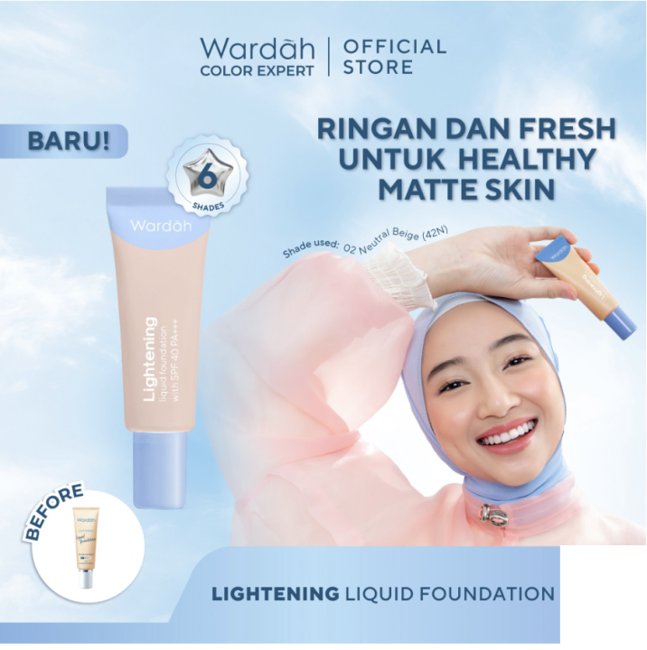 Wardah Lightening Liquid Foundation 2 in 1 SPF 40 - 25ml (Kemasan BARU ...