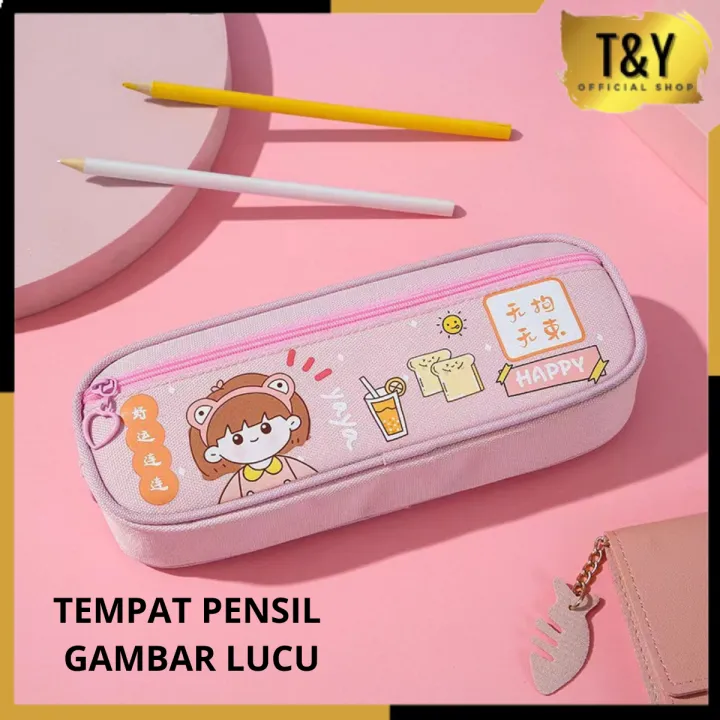 TY Tempat Pensil 2 Resleting Gambar Kartun Kapasitas Besar Kotak Pensil ...