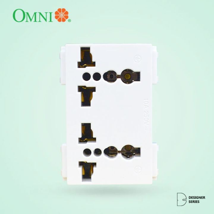 OMNI Duplex Universal Outlet with Ground 16A in Ivory Designer Series ...