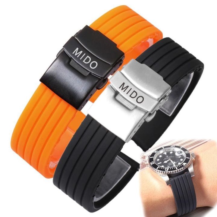 Mido Rubber Strap Men's Orange Rudder/Helmsman/Belem Celli Black สาย ...