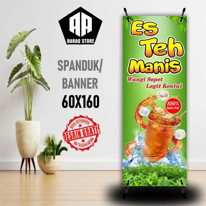 Cetak Banner Cetak Spanduk Es Teh Manis Desain Hijau CM BISA REQUEST ...