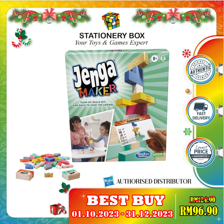 ORIGINAL - Hasbro Jenga Maker, Stacking Tower Game, Genuine Hardwood ...