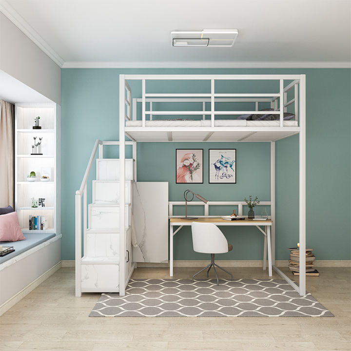 Loft loft bed elevated sheets upper duplex second floor bed apartment bed saves space small ...