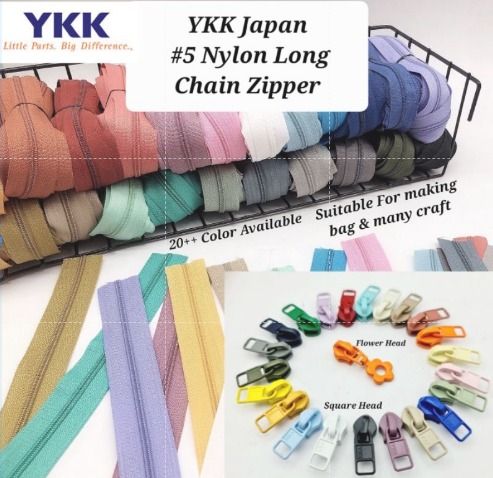 YKK Japan #5 Nylon Coil Zipper 1meter Long Chain Zipper (No Slider)YKK ...