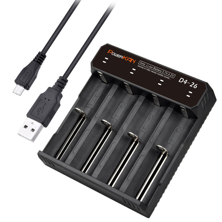 POWERKAN D4-26 Battery Charger, LED Display Smart Charger for 4 3.7V 4 ...