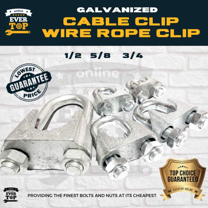 CABLE CLIP| WIRE ROPE CLIP 1/2", 5/8", 3/4" | STEEL CLIP GI | ROPE U ...
