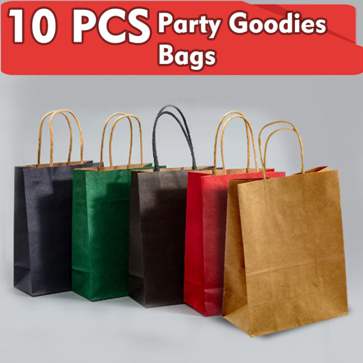 10pcs Paper Bag Birthday Loot Gift Handbag Tote Packing Storage，Twisted ...