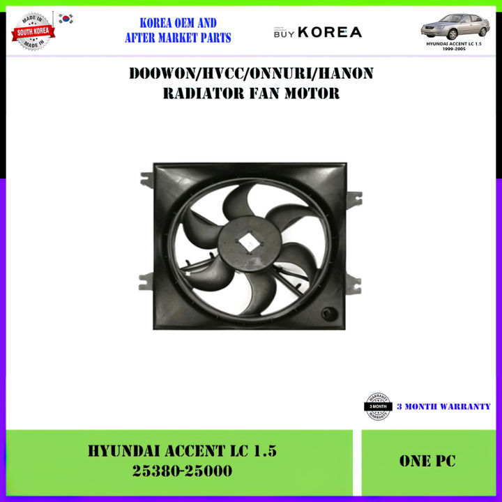 Hyundai Accent LC 1.5 Korea Aftermarket Radiator Fan Motor (25380-25000 ...
