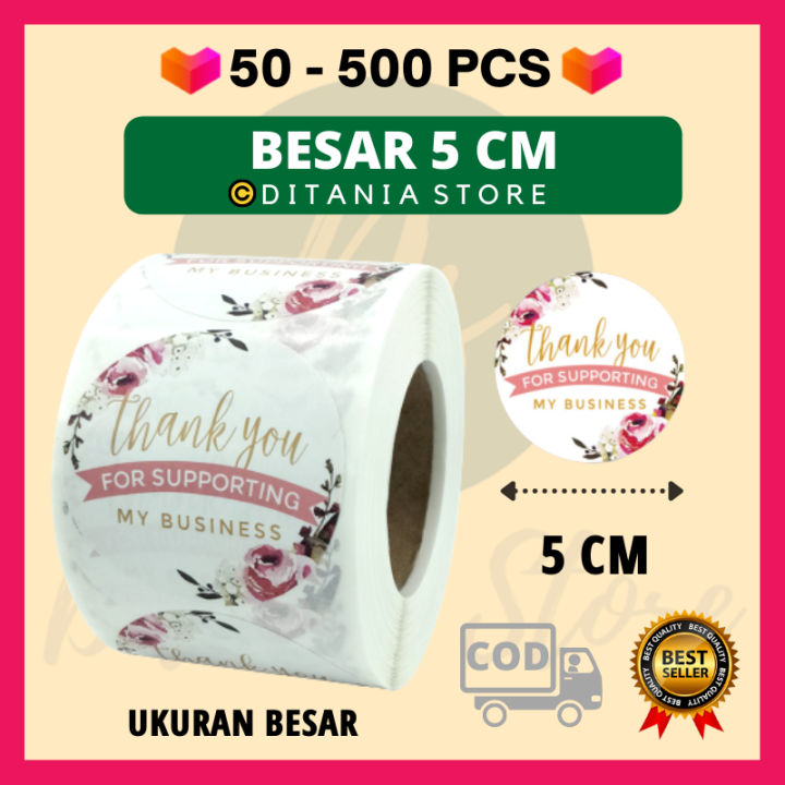 Stiker Thank You 5 CM Ukuran Besar Label Ucapan Terima Kasih Lucu Murah ...
