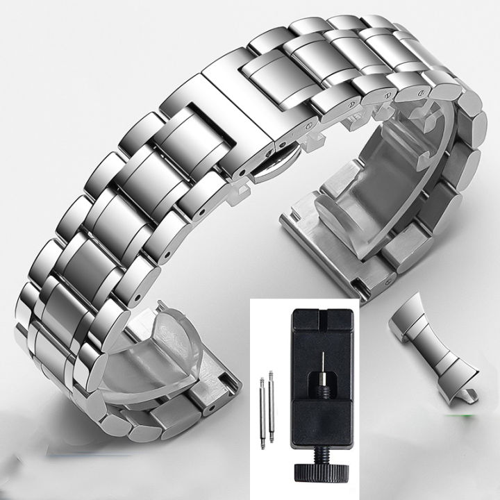 Solid Stainless Steel Watch Band for Seiko Curved End Adapter Bracelet ...