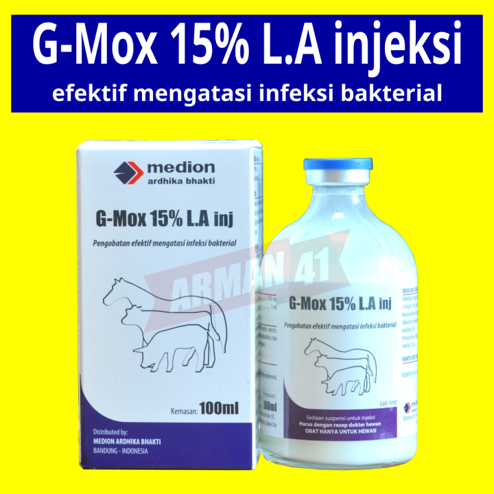 Obat Antibiotik Sapi Kambing Babi Ayam G-MOX LA Injeksi kemasan 100 ml ...