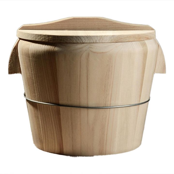 Kitchen Tool Portable Natural Wooden Steaming Rice Bucket with Lid ...