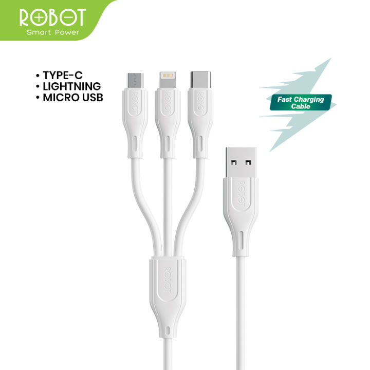 ROBOT Kabel Data RDY120 Quick Charging 3 in 1 Type-C / Micro Lightning ...