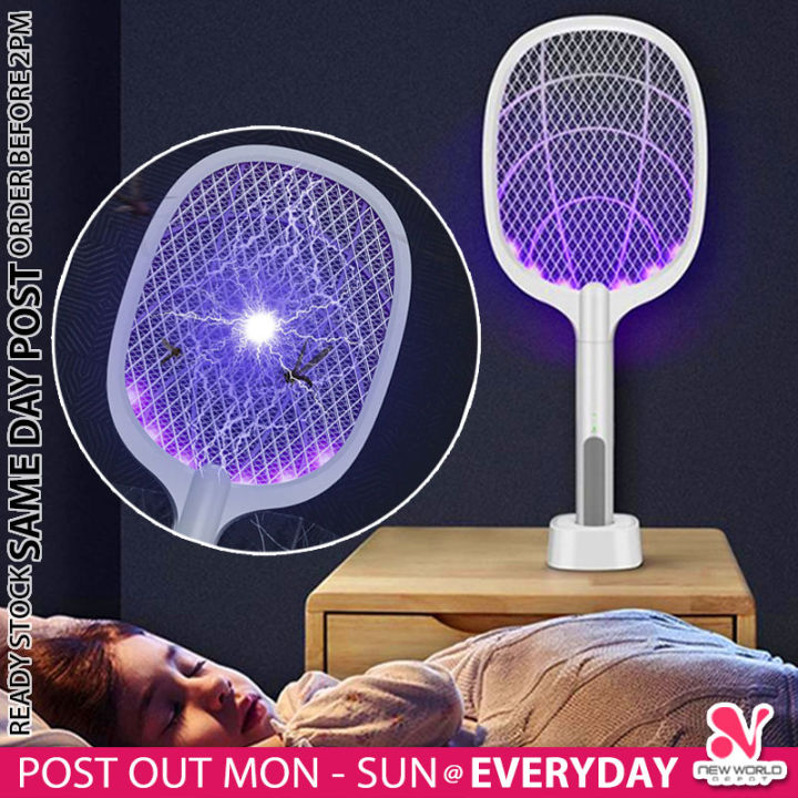 𝟭𝟬 𝗫 𝗟𝗘𝗗 𝗧𝗥𝗔𝗣 》 Electric Mosquito Racket Rechargeable UV Light Insect ...