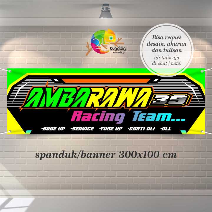 Size 300x100 Cm Spanduk, Banner Bengkel Motor Racing Model Hijau ...