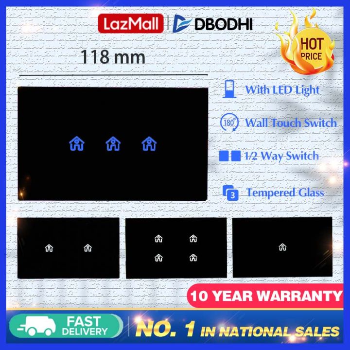 DBODHI Wall Touch Switch with LED Tempered glass panel Type 118 ...