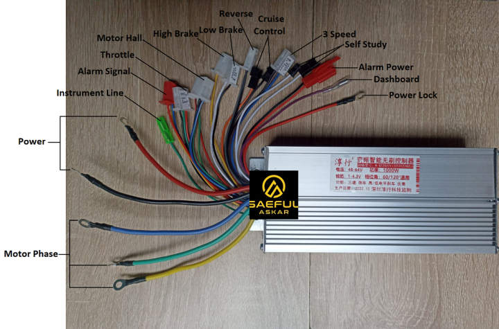 Controller BLDC Brushless Remote Multi 48/64v 1000w Motor Listrik ...