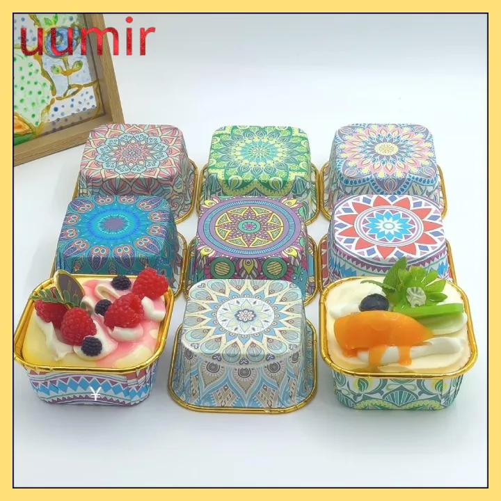 UUMIR 50pcs Square Cupcake Cups Gold Bohemian Style Muffin Liners ...