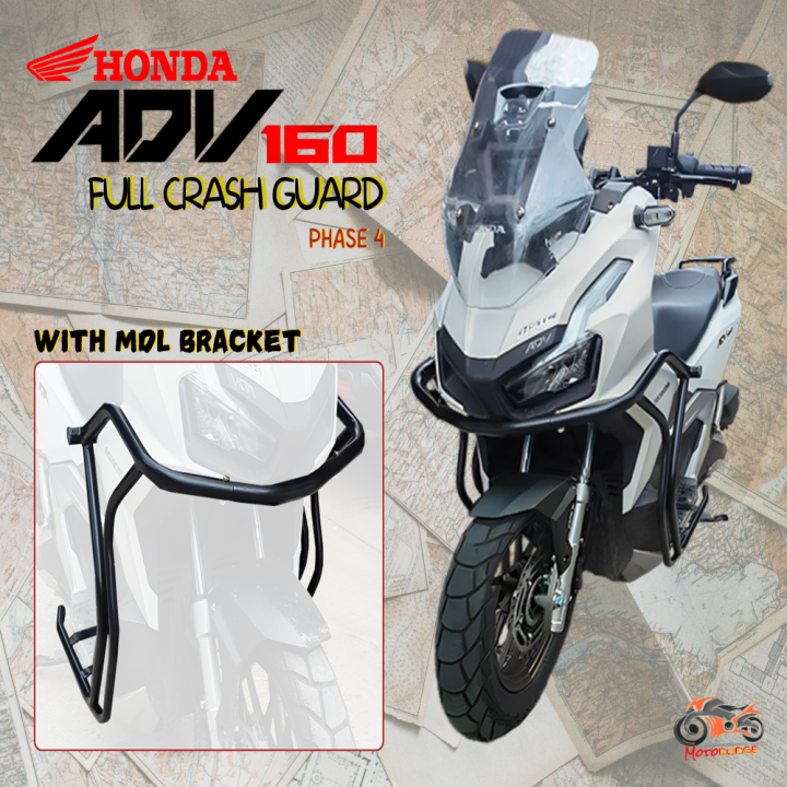 HONDA ADV 160 - HEAVY DUTY FULL CRASH GUARD W/ MDL BRACKET ( POWDER ...