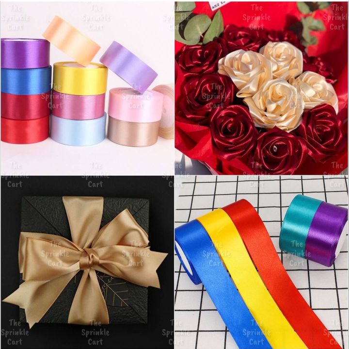 4cm Plain Satin Ribbon for Gift Wrapping DIY Packaging Birthday Wedding ...