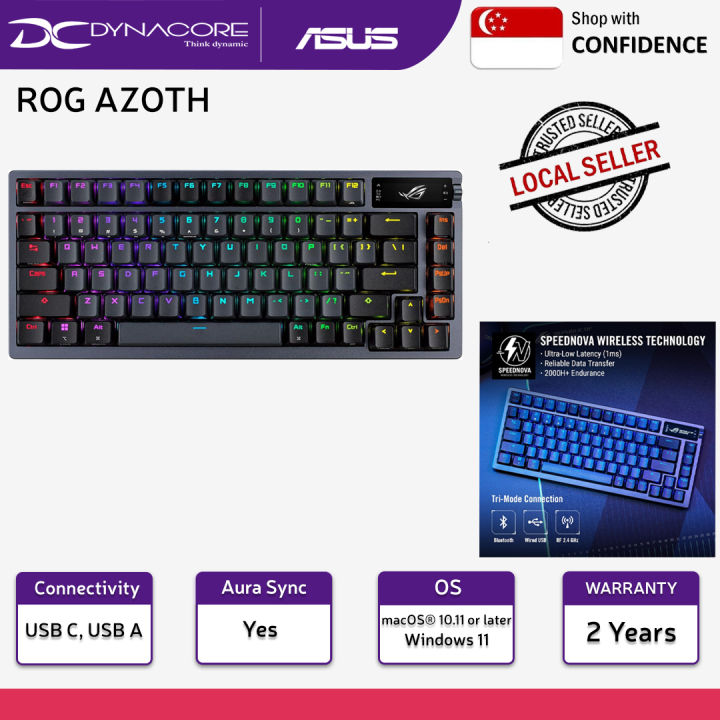ASUS ROG AZOTH WIRELESS CUSTOM KEYBOARD GUN METAL - NX SNOW LINEAR / NX ...