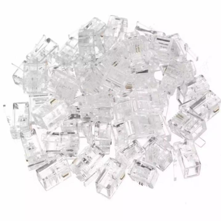 100pcs 4 Pin RJ11 RJ-11 6P4C Modular Telephone Phone Crystal Plug Connector | Lazada PH