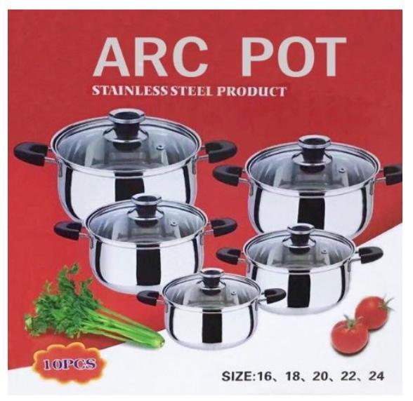 10 pcs ARC pot Stainless Steel Cooking Ware (Silver) | Lazada PH