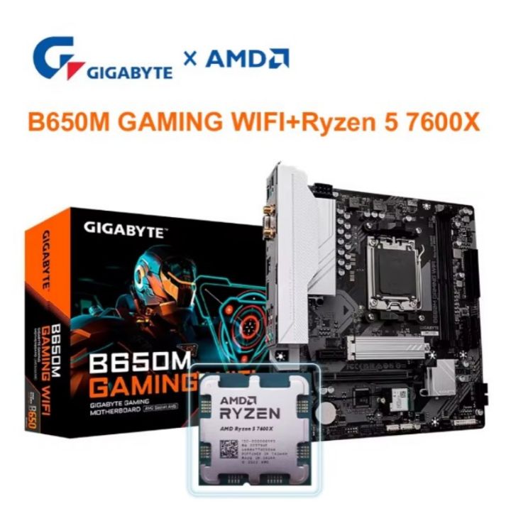 New AMD Ryzen 5 7600X CPU +GIGABYTE B650M GAMING WIFI Motherboard CPU ...