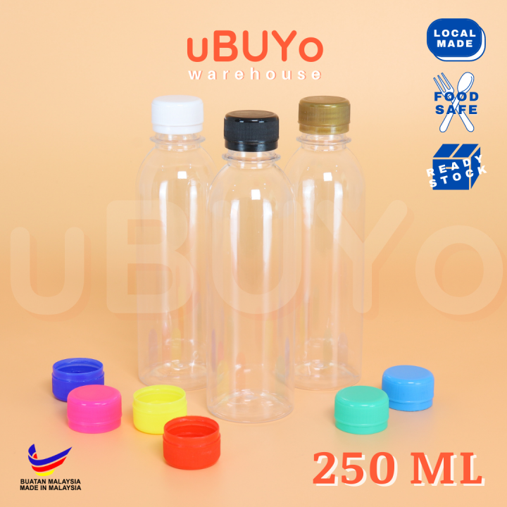 Empty Water Bottle 250ml Air botol kosong including white/black cap ...
