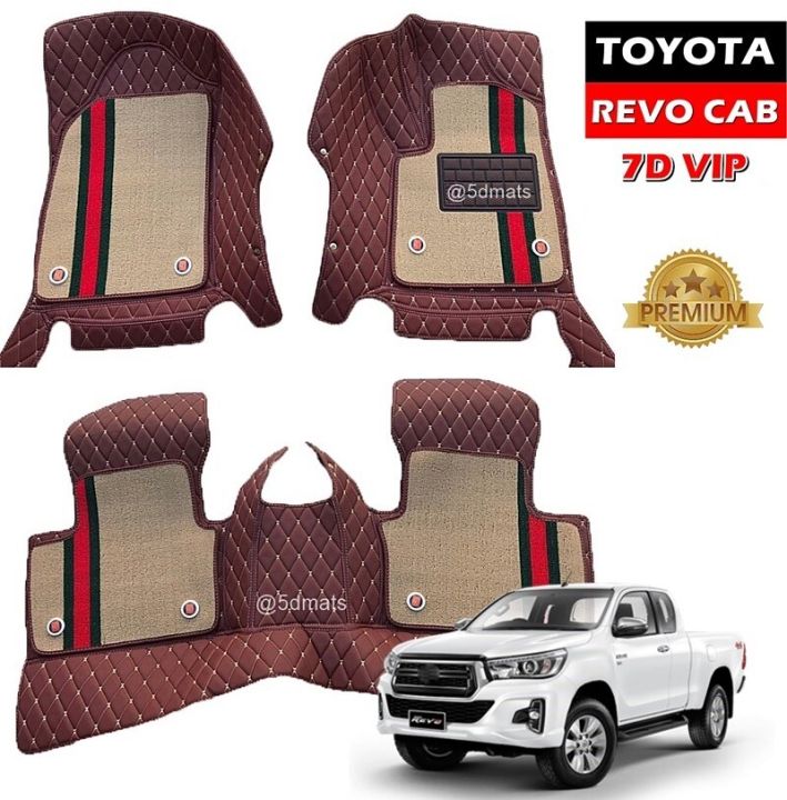พรมปูพื้นรถยนต์ 7D TOYOTA REVO CAB พรม7D VIP สีไวน์แดง +เสริมใยดักฝุ่น ...