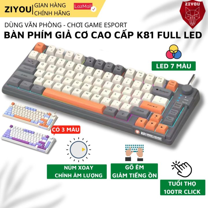 Bàn Phím Giả Cơ Gaming Ziyou XunFox K81 Full LED Thiết Kế Công Thái Học ...