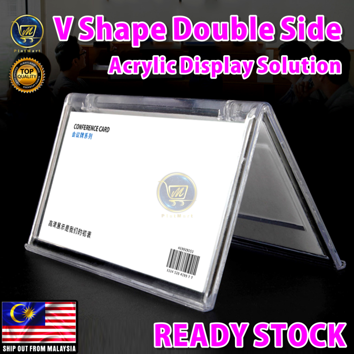 PlatMart - Double Side Display Card Holder, Desk Label V Shape Acrylic ...