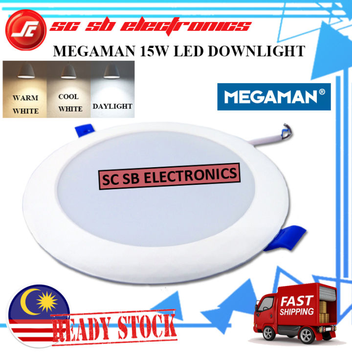 MEGAMAN 15W ROUND LED DOWNLIGHT WITH SIRIM ( 3000K WARMWHITE / 4000K ...