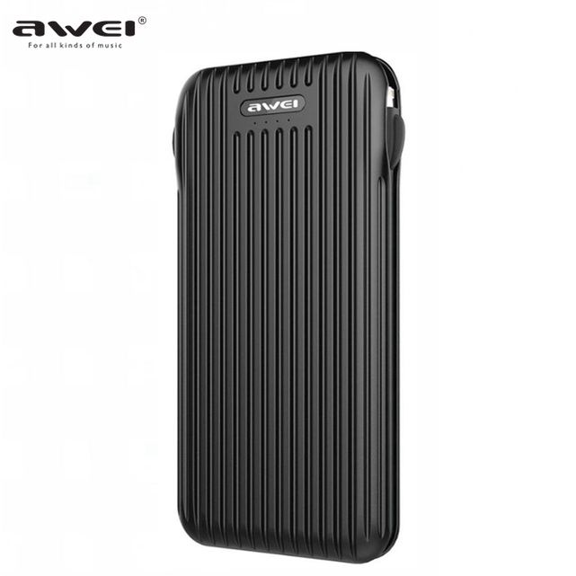 Awei P80K 10000mAh Power Bank with Built-In Cable | Lazada PH