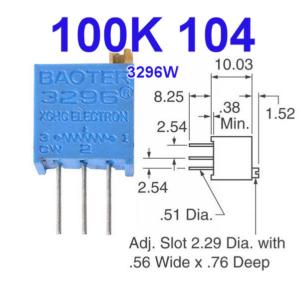 (5ชิ้น)VR เกือกม้า 100 Kohm (104) 3296W Trimpot Variable Resistor ...