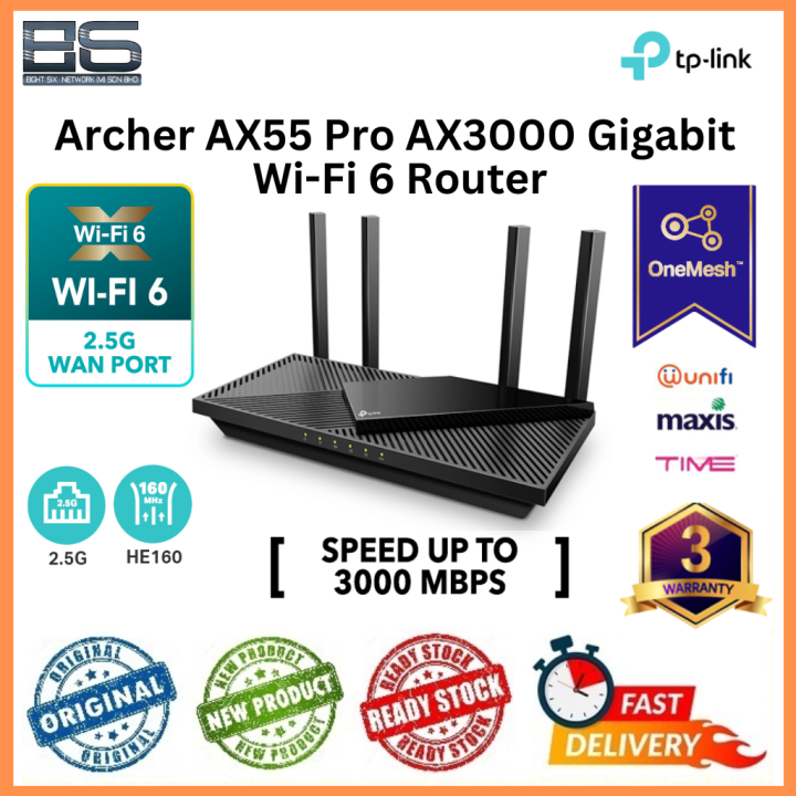 TP-Link Archer AX55 PRO AX3000 Multi-Gigabit Wi-Fi 6 Router with 2.5G Port Wireless Router | Lazada
