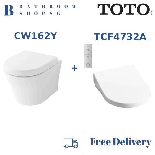 TOTO CW162Y Wall Hung Tornado Flush Toilet Bowl bundle with Auto Lid ...