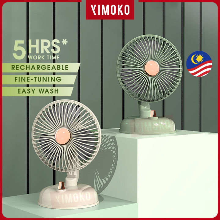 Desk Fan Oscillating USB Rechargeable Swinging Desktop Retro Fan Wind ...