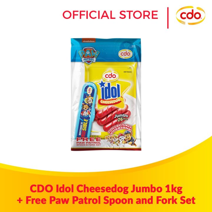 CDO Idol Cheesedog Jumbo 1kg + FREE Paw Patrol Spoon And Fork Set ...