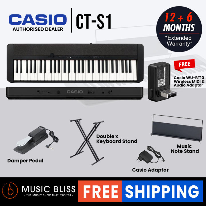 Casio CT-S1 61-key Portable Keyboard with FREE WU-BT10, Gator Keyboard ...