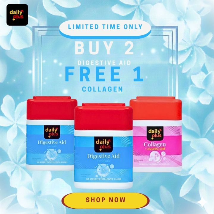 Daily Plus [Buy 2 Digestive Aid + Get 1 Free Collagen] Probiotic helps ...
