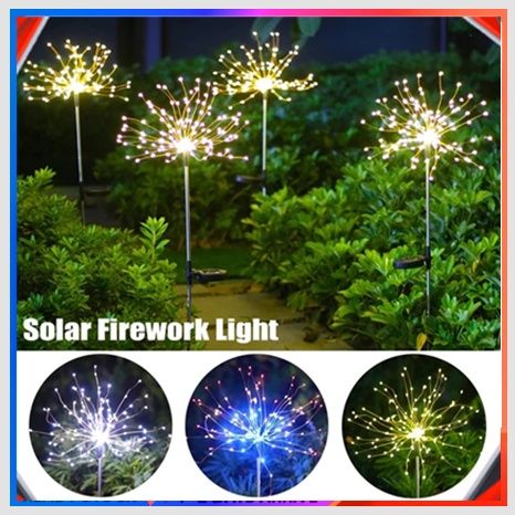 Outdoor Solar Fireworks Light 90LED/120LED 8 Modes Solar Ground Plug ...