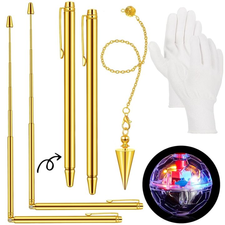Equipment Copper Dowsing Rods Set of 5 Cone Probe Pendulum LED Light ...