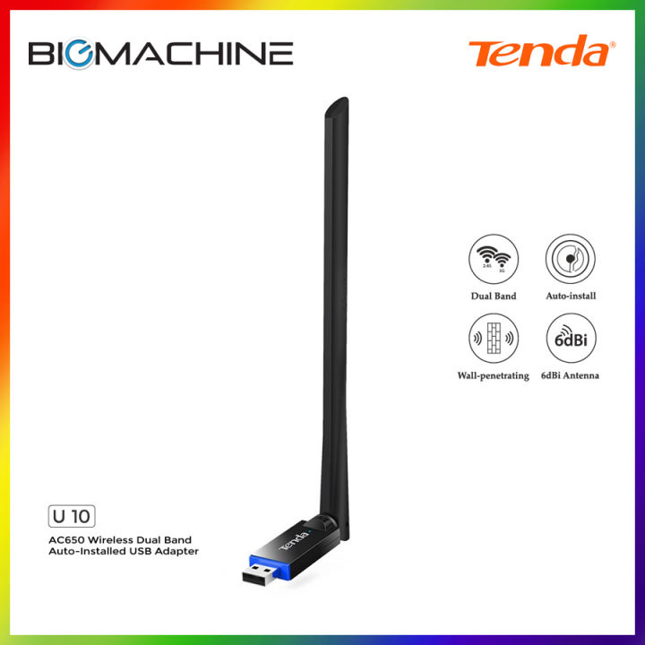 Tenda U10 Dual-band AC650 Wireless USB Adapter Auto-install WiFi ...