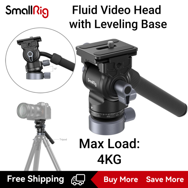 SmallRig Lightweight Leveling Bowl Base Fluid Head (Max Load 4KG) with Adjustable Telescopic ...