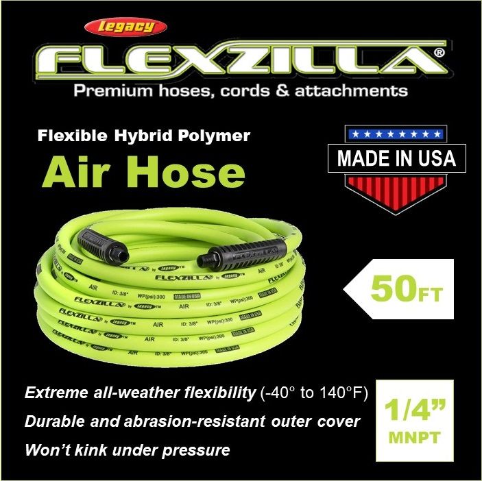 Legacy Flexzilla Air Hose 50 feet Flexible Hybrid Polymer Air Hose ...